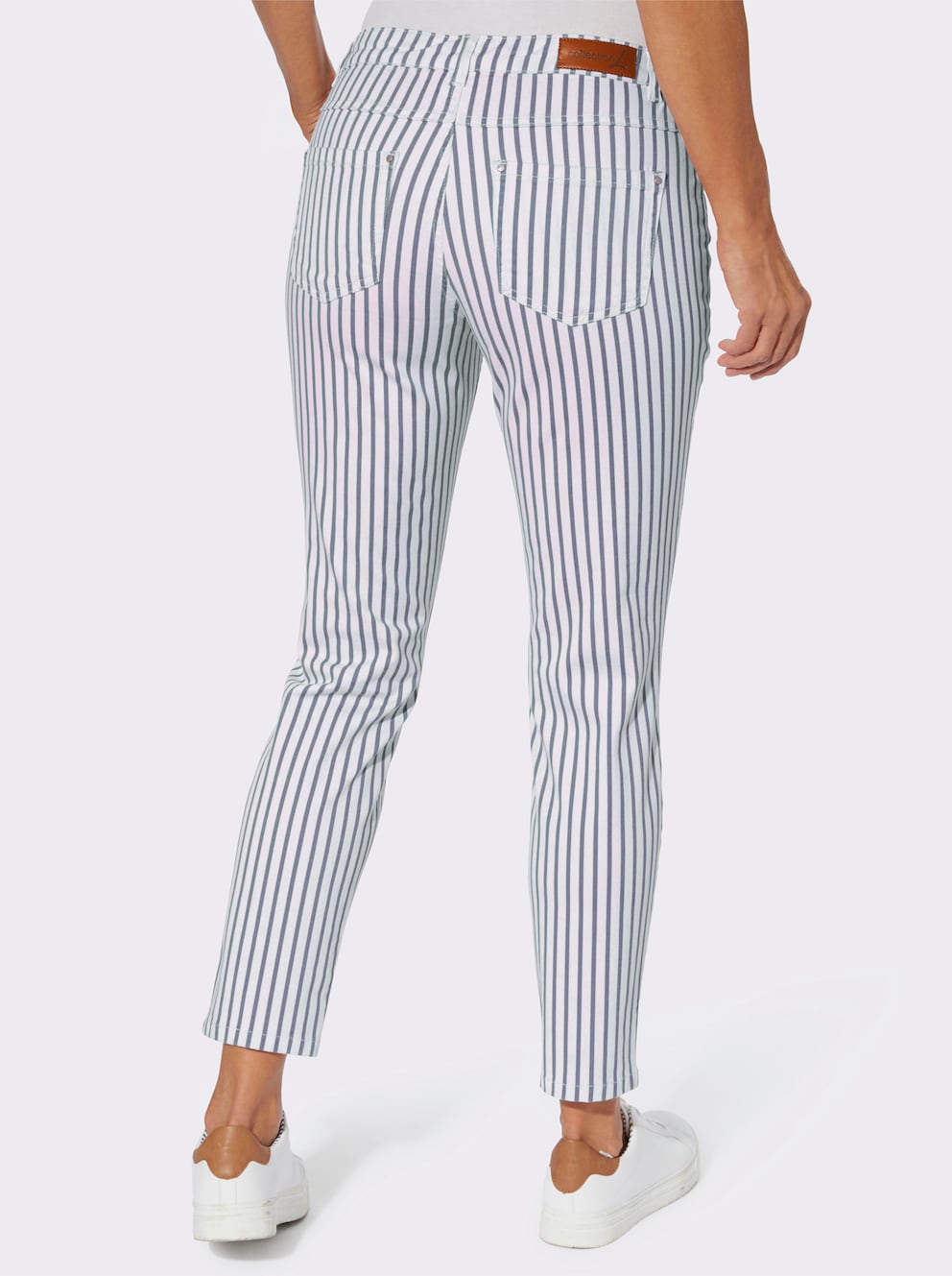 Broek in duifblauw/ecru gestreept | Witt