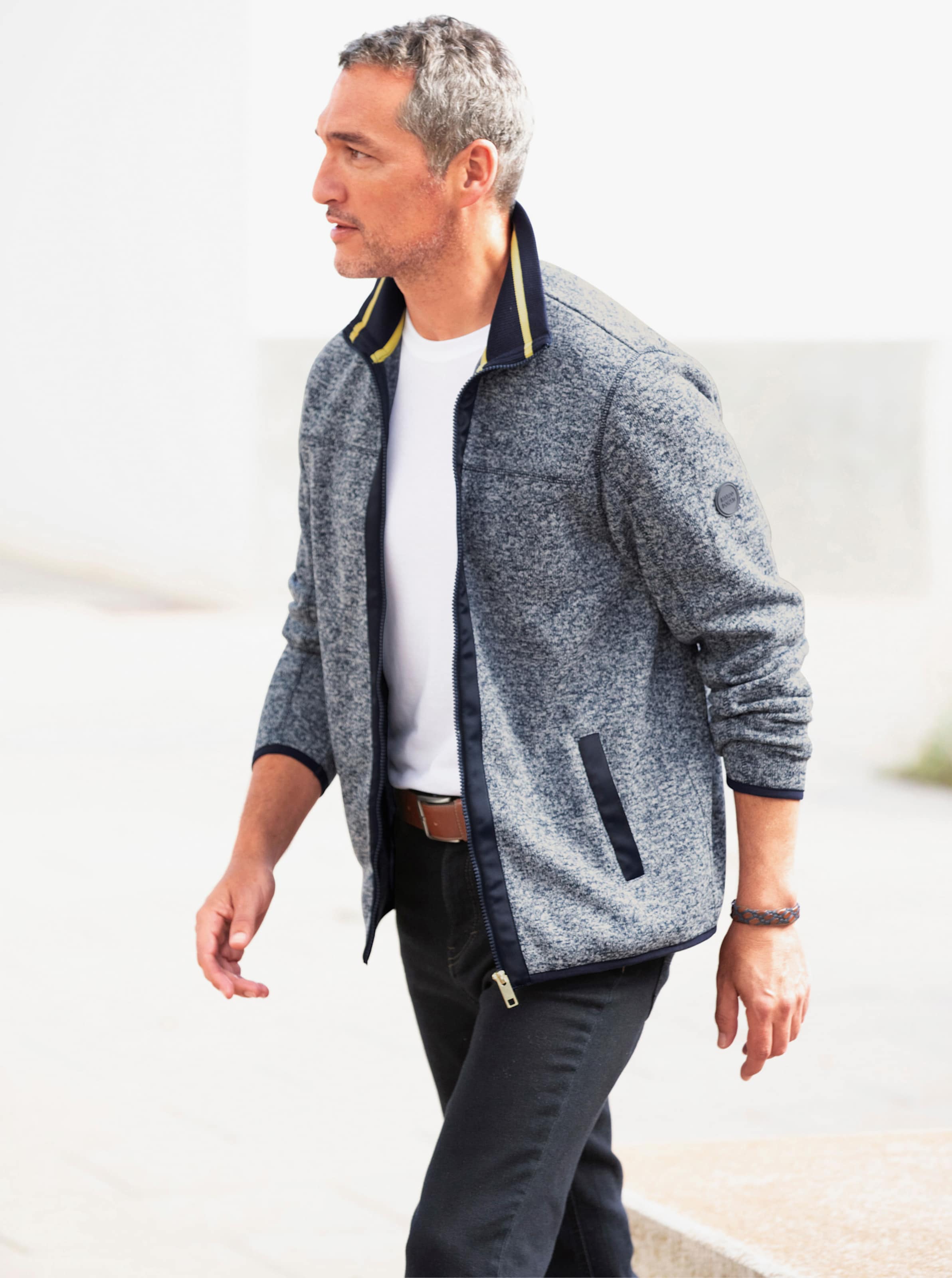 Marco Donati Strickfleecejacke in dunkelblau-meliert | Witt