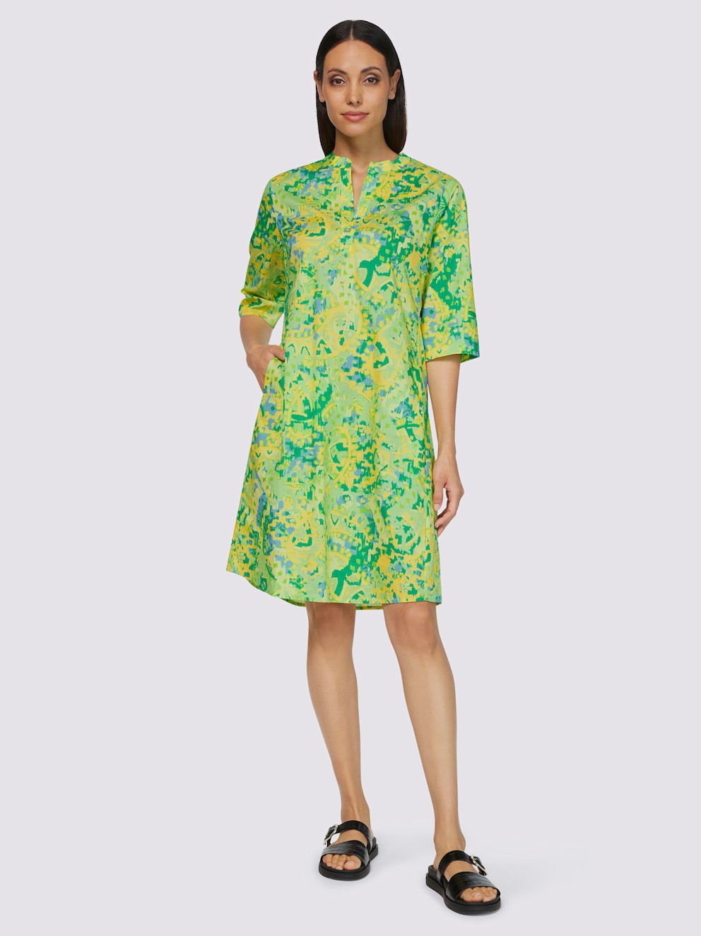 heine Druck-Kleid in limone-aqua-bedruckt | heine