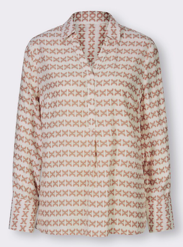 heine Langarm-Bluse in champagner-schlamm-bedruckt | heine
