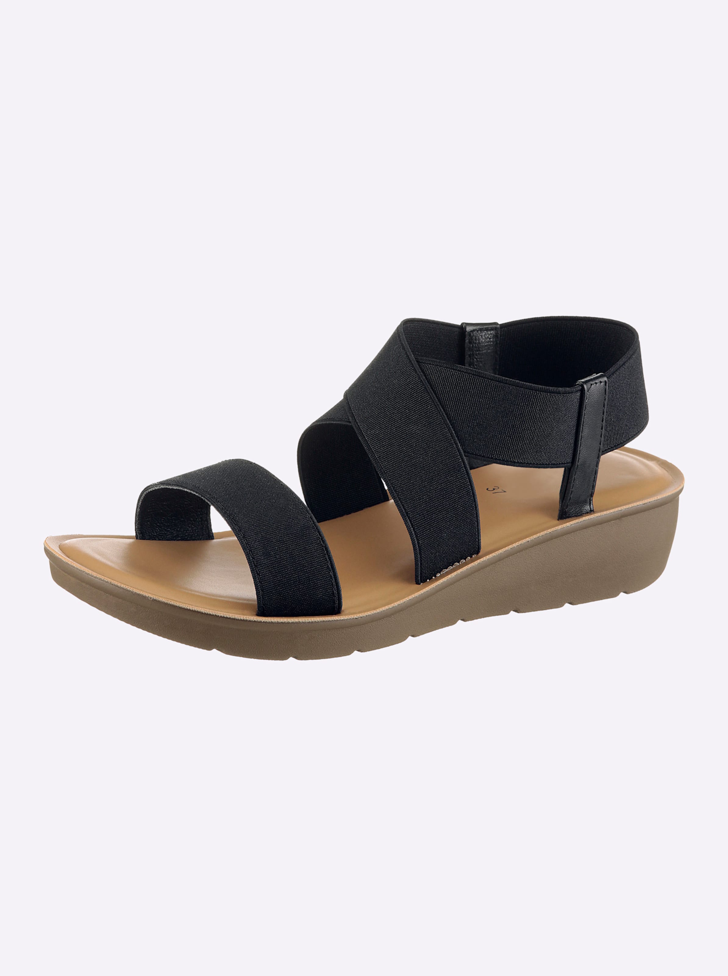 Sandaaltje Bovenwerk van textiel in zwart | Your Look... for less!