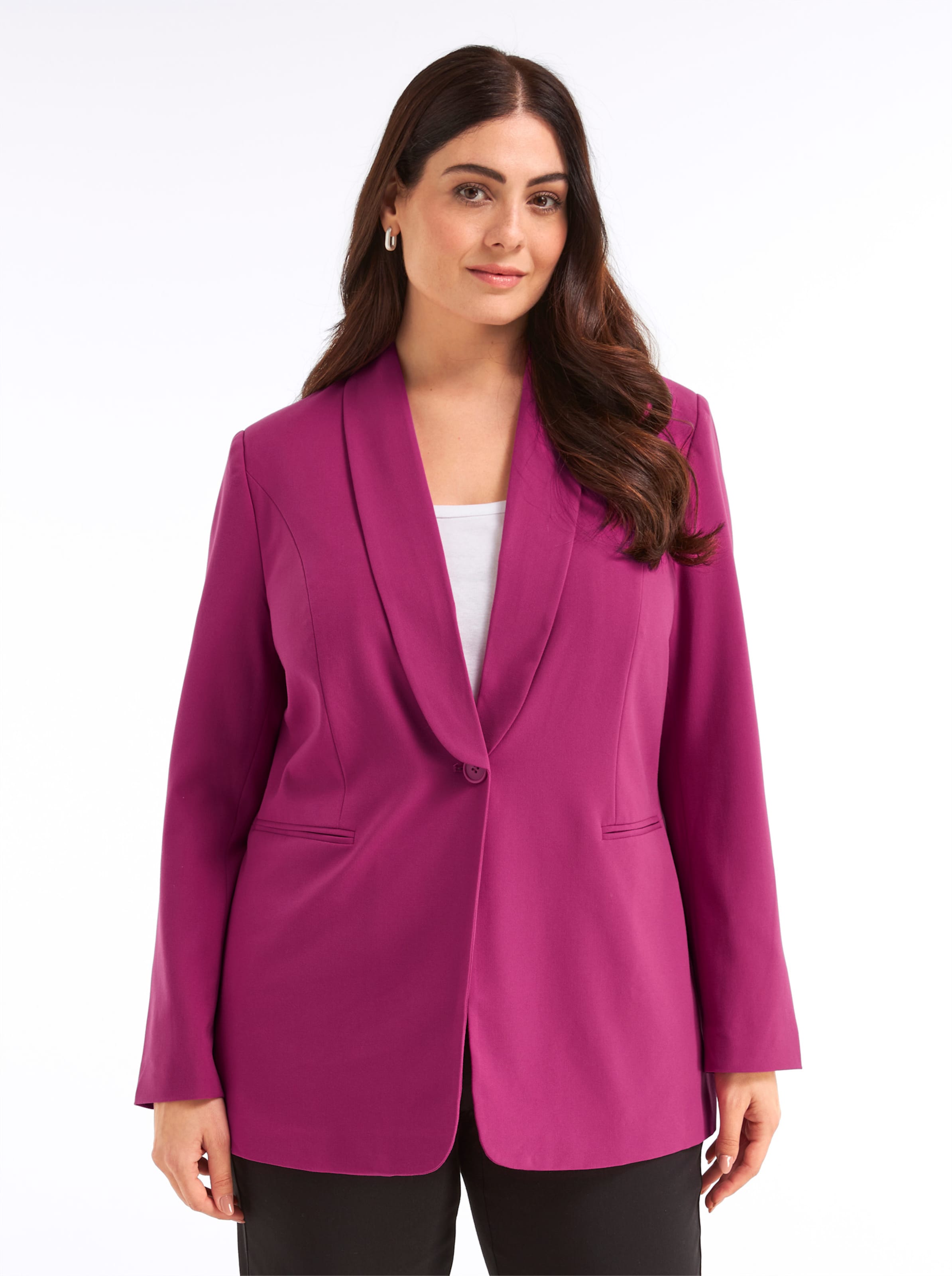 Blazer in langer Form in magenta | sheego