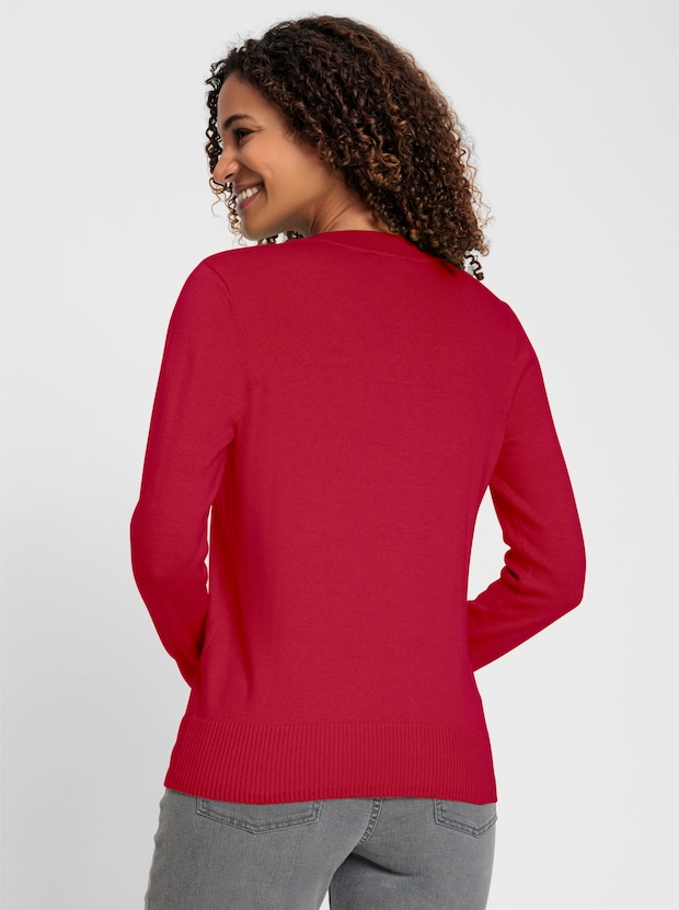 V-Ausschnitt-Pullover aus Feinstrick in rot | Witt