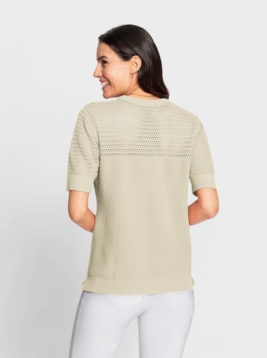 Kurzarmpullover mit seitlichen Schlitzen in champagner | Witt