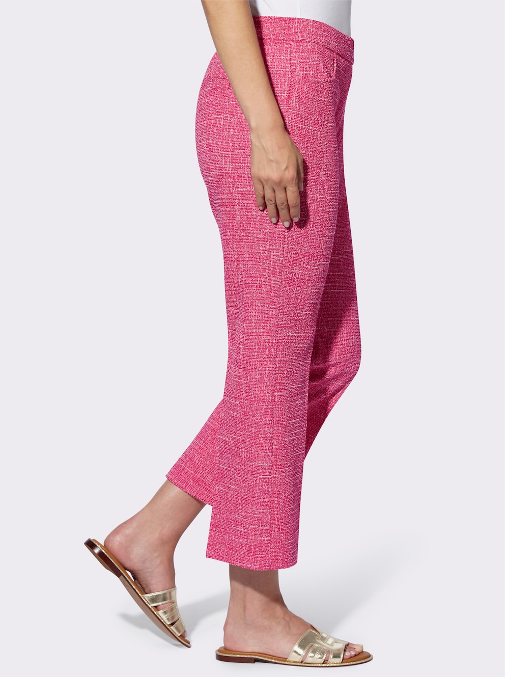 heine 7/8-broek met structuurpatroon en comfortband in fuchsia/ivoor ...