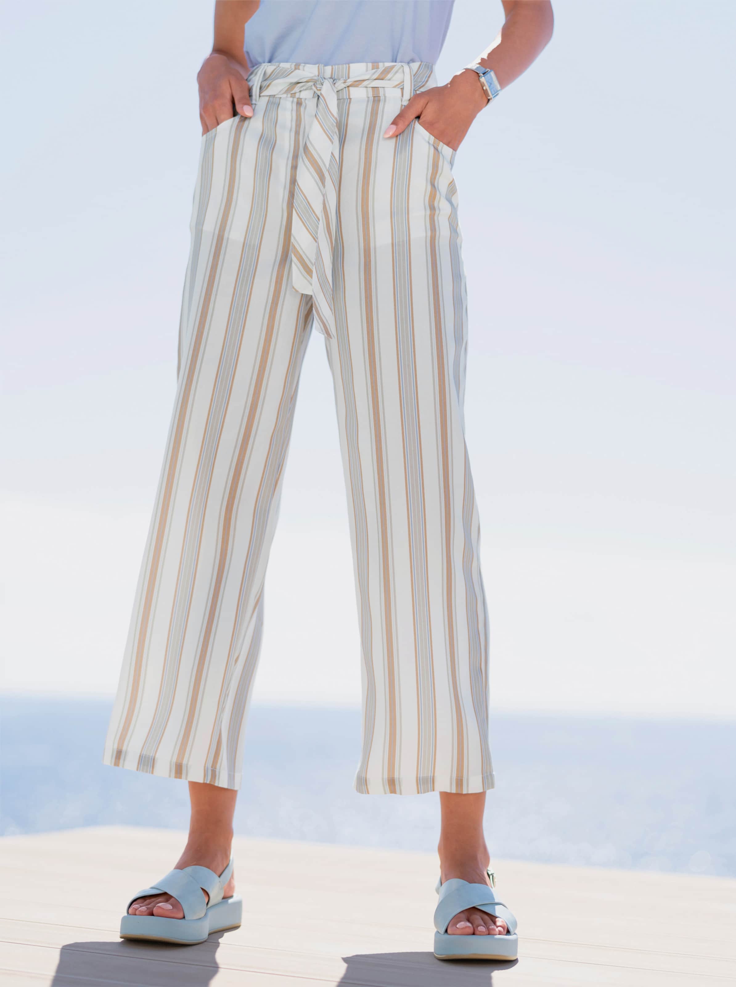 heine 7/8-Hose in hellblau-beige-gestreift | heine