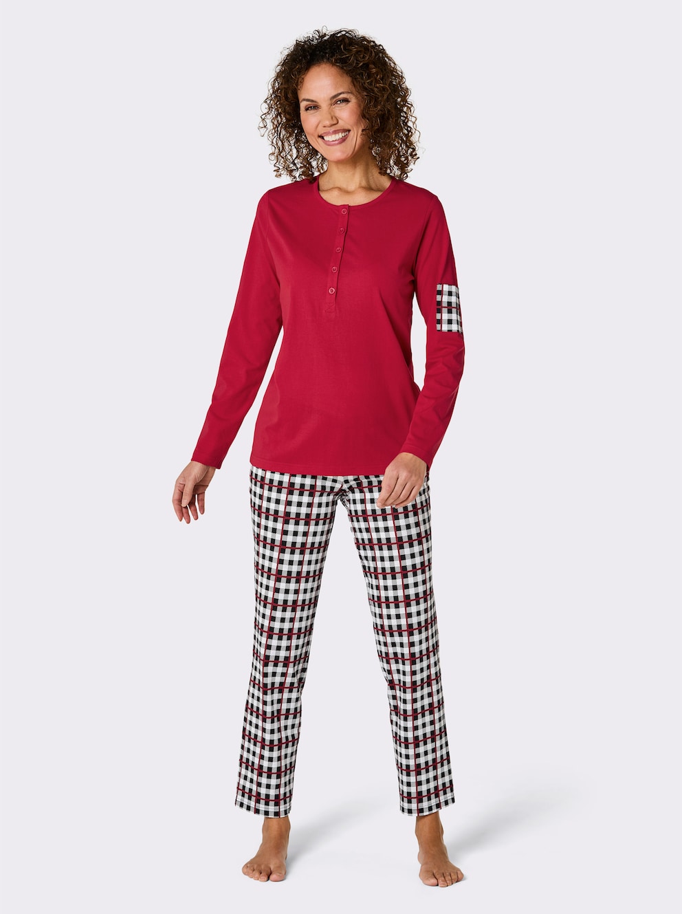 wäschepur Pyjama in rood/zwart geruit | Witt