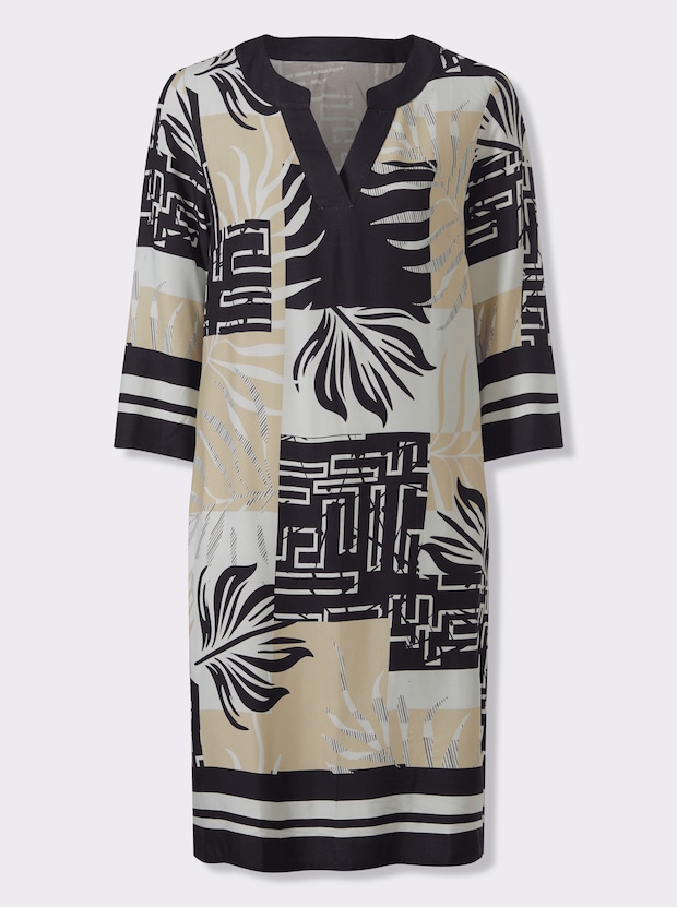 heine Druckkleid mit grafischem Dessin in sand-schwarz-bedruckt | heine