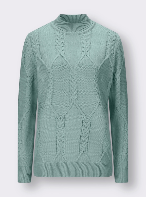 Pullover met lange mouwen en kabelpatroon in kalkmint | Your Look ...