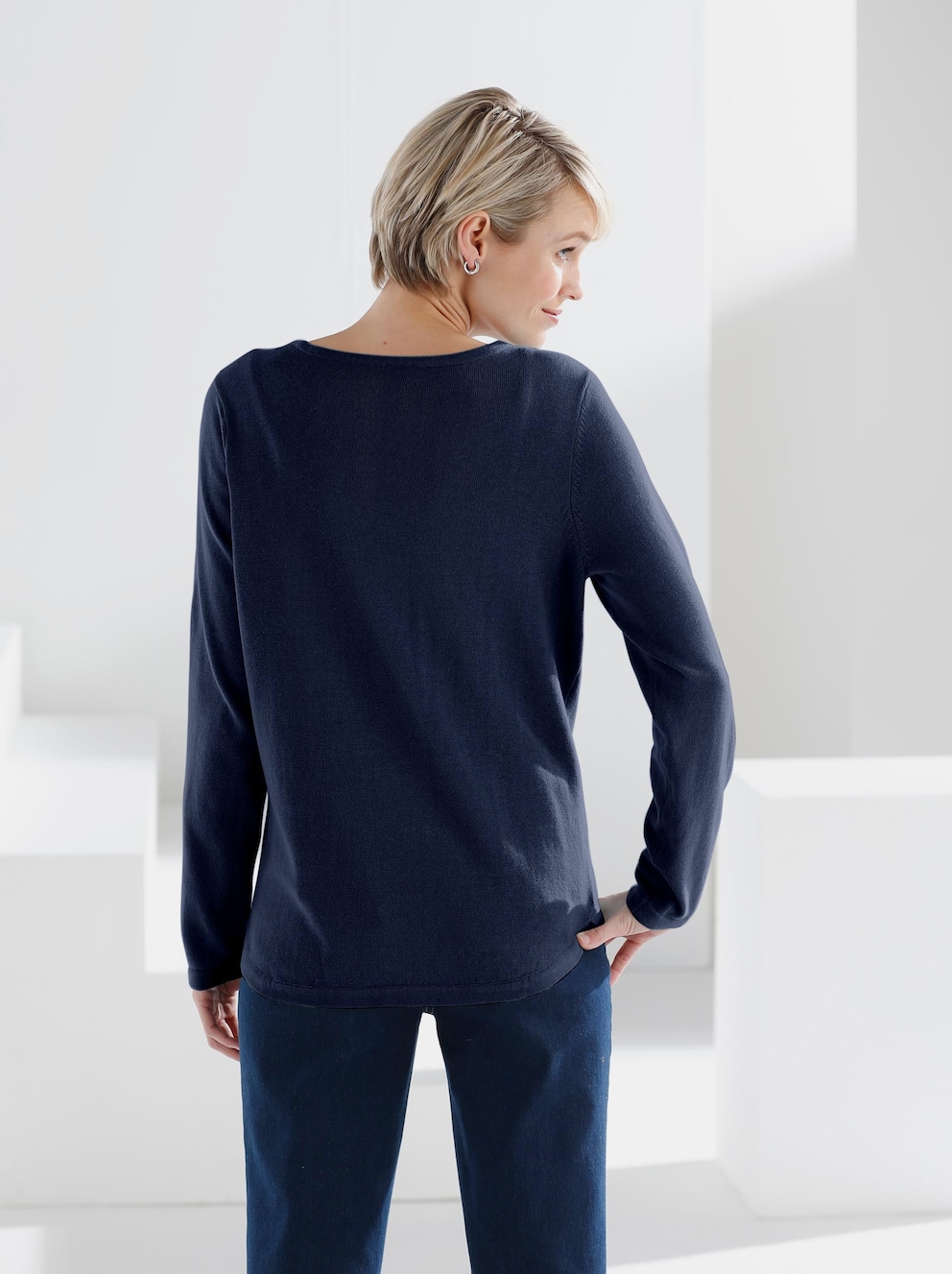 Langarm-Pullover in marine | heine