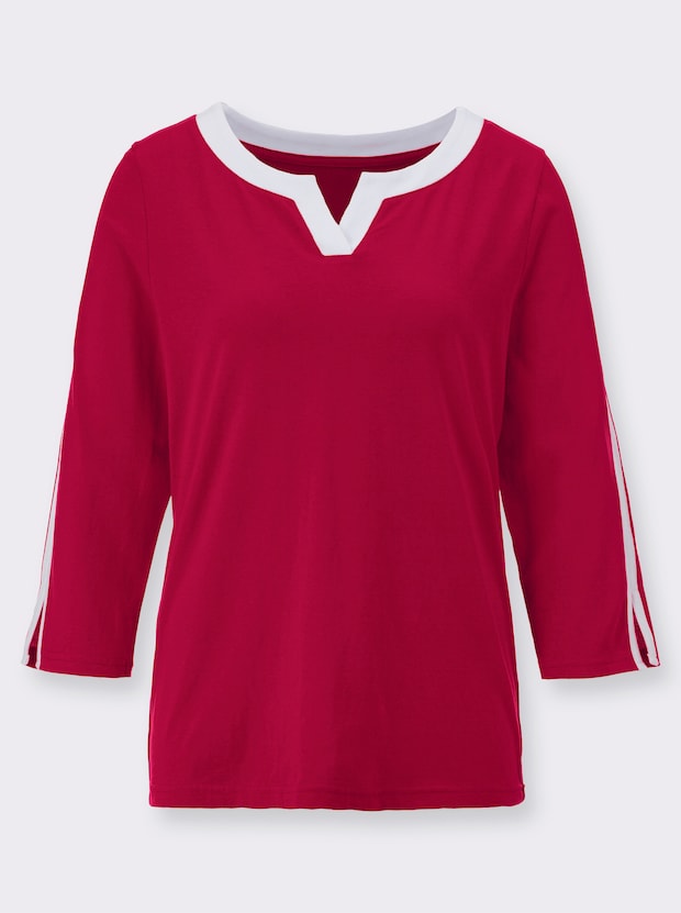 3/4-Arm-Shirt mit kontrastfarbenen Details in rot-weiß | Witt
