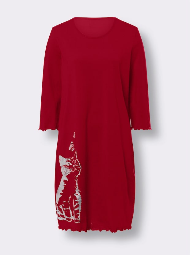 Nachthemd mit Katzen-Druck-Motiv in rot | Witt