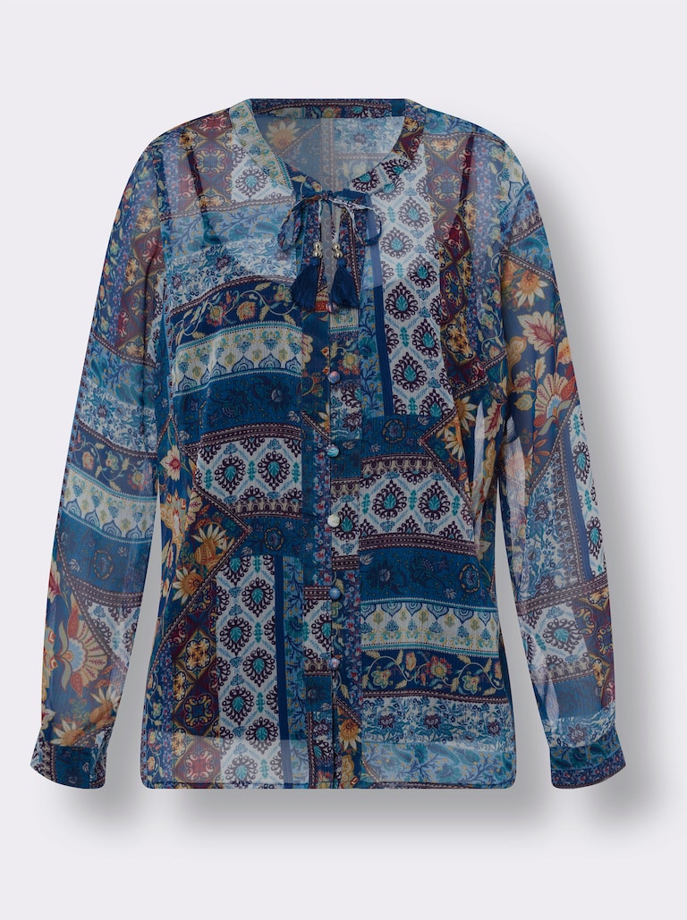 heine Blouse met print en top in marine/oker bedrukt | heine