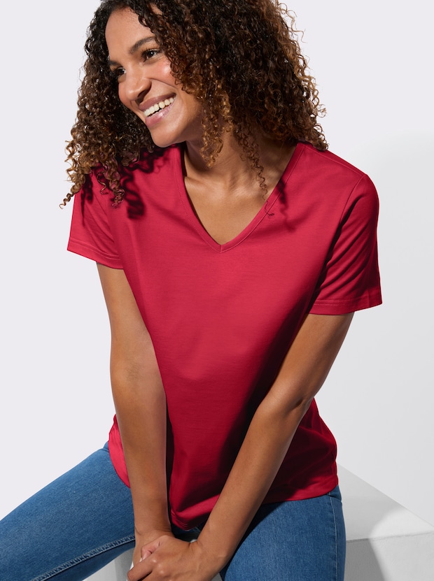 Kurzarmshirt im 2er-Pack in rot + ecru | Witt