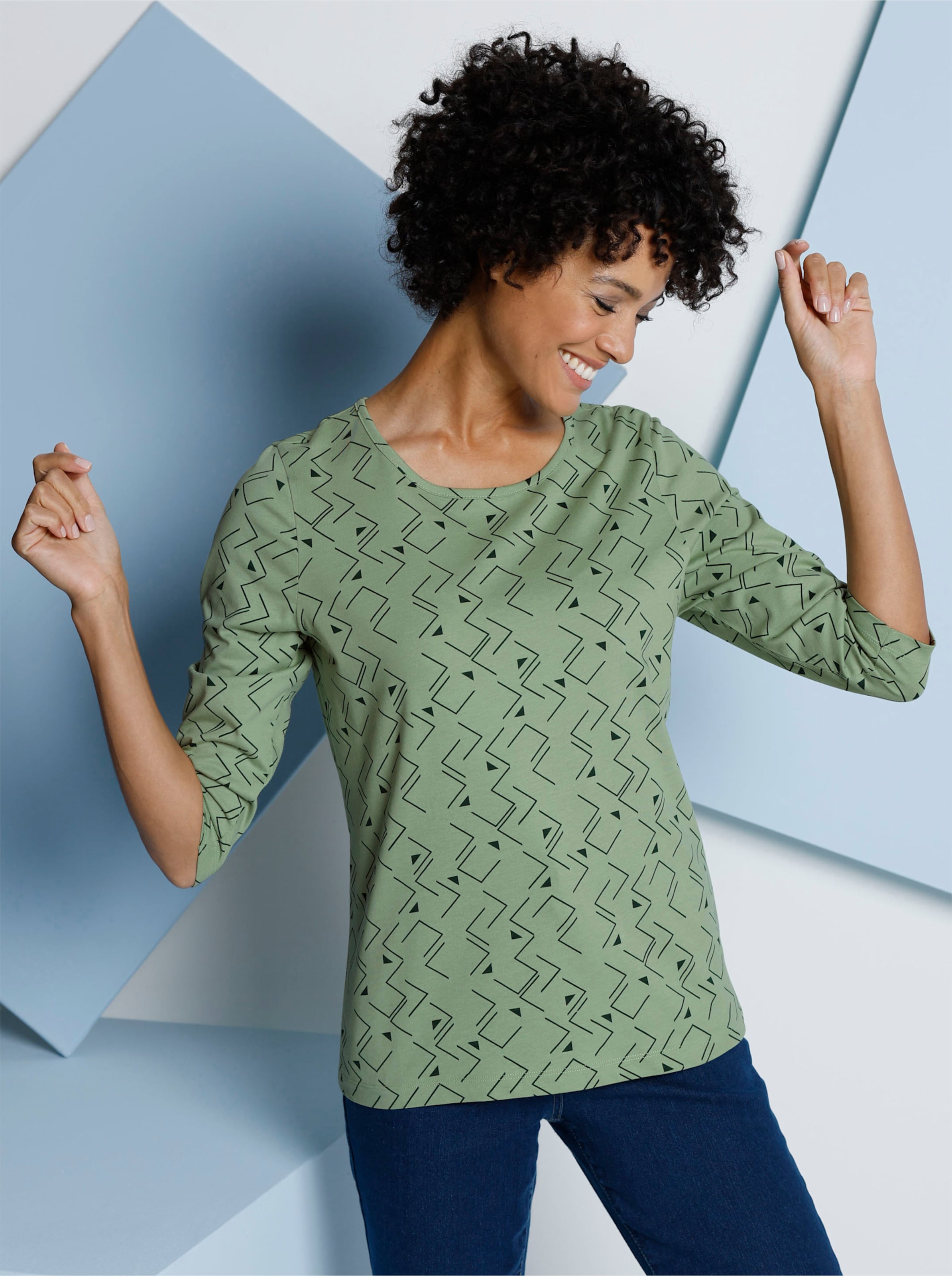 Topp med trekvartsärm i eukalyptus-mossgrön | Your Look... for less!