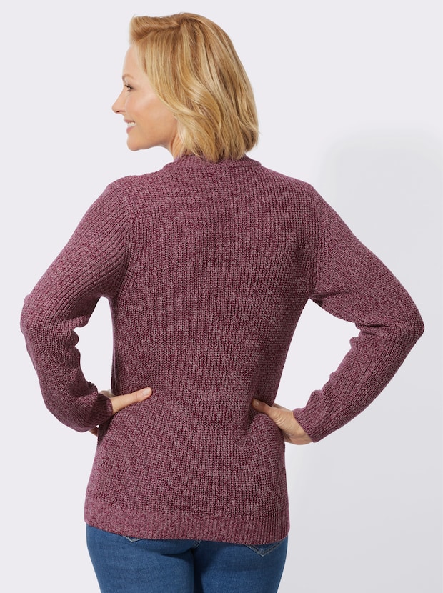 Stehkragenpullover in Melange-Optik in bordeaux-grau-meliert | Witt