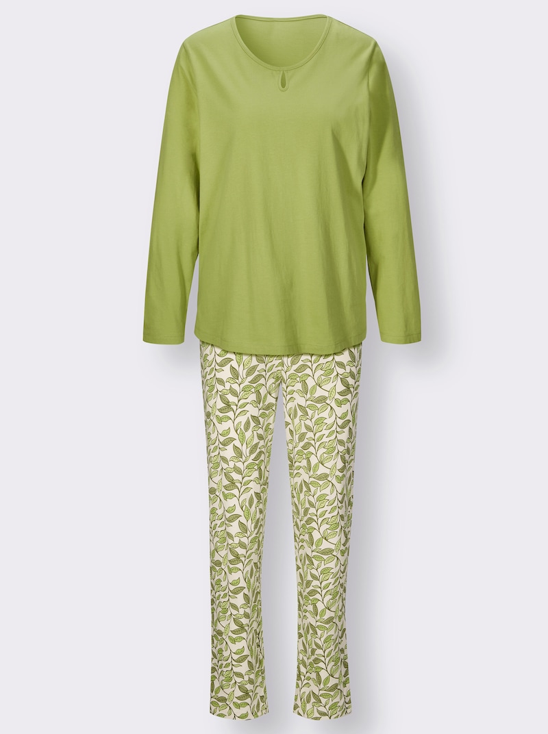 wäschepur Pyjama's van single-jersey in kiwi + geel | Witt
