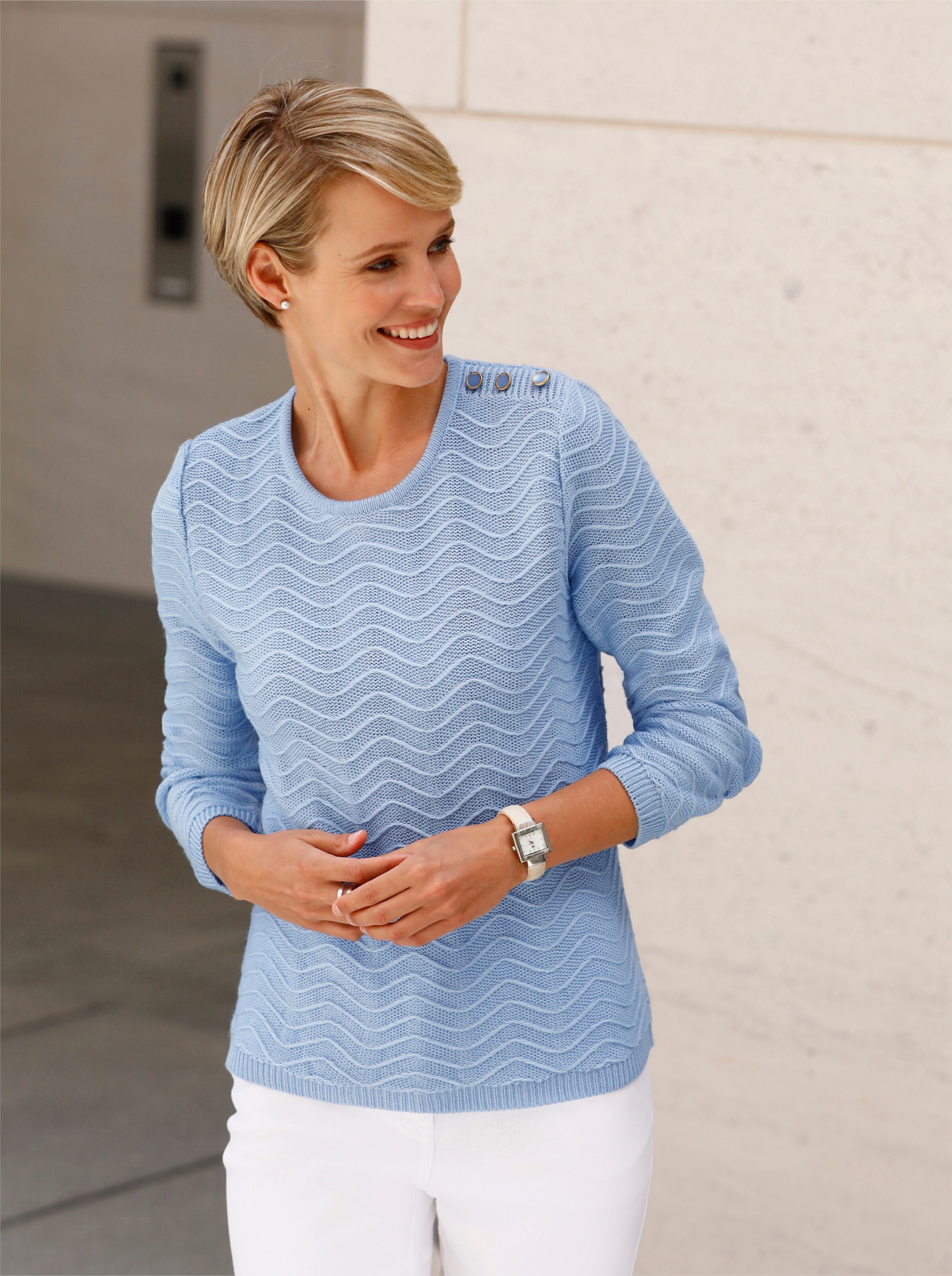 Langarm-Pullover in eisblau | Witt